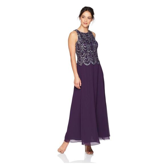 J Kara | Dresses | Nwt Jkara Womens Purple Gown And Scarf Sleeveless ...